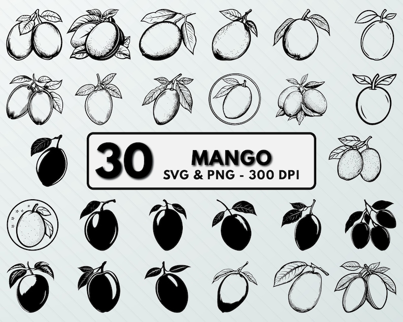 Mango Svg, Mango Png, Mango Clipart, Mango Silhouette, Decal, Mango ...