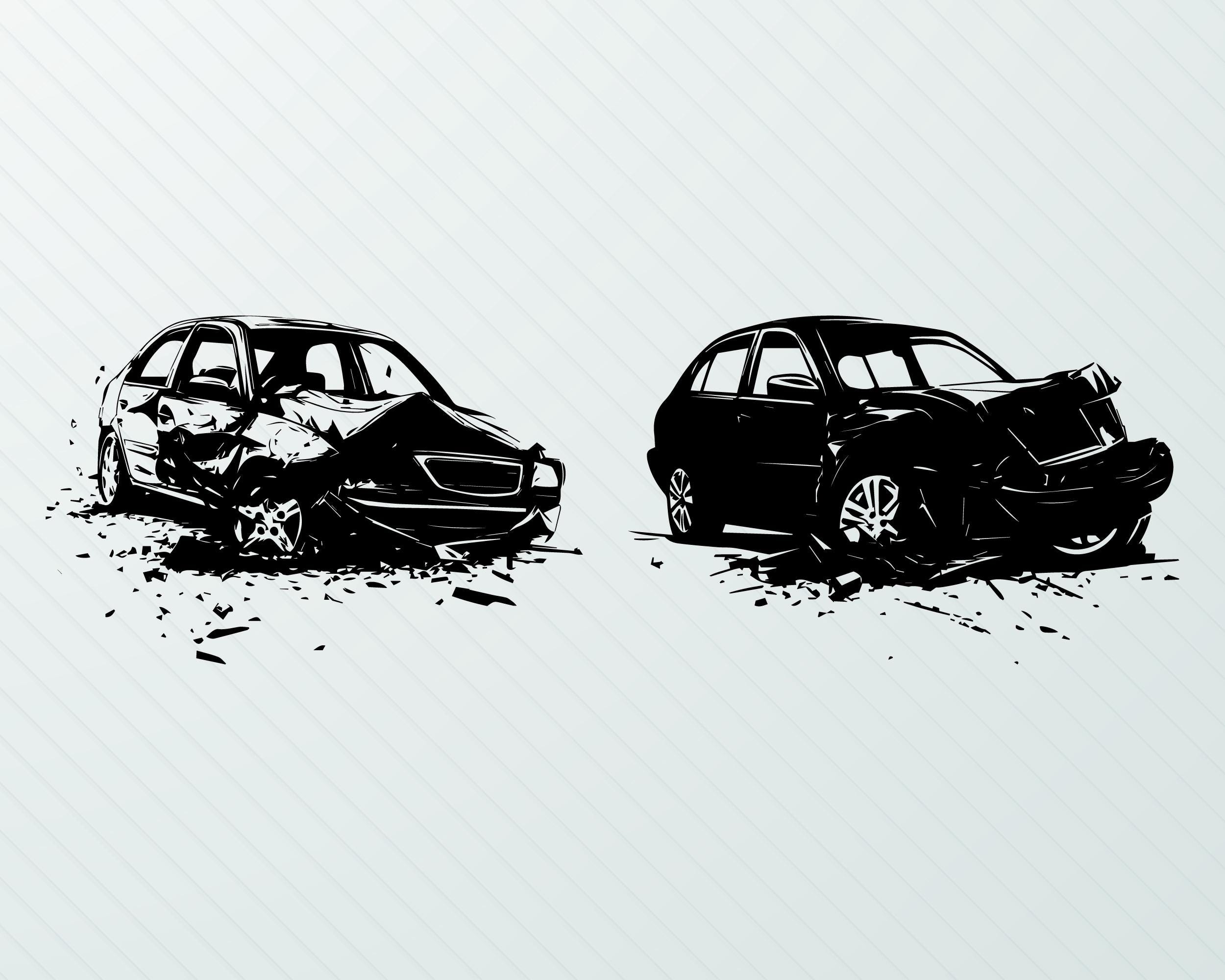 Car Accident SVG Bundle: Silhouette Clipart, Decal Cut Files (PNG ...