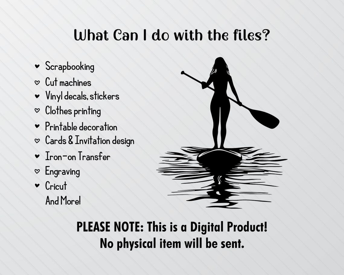 Paddle Board Silhouette Svg Files, Sup Silhouette Clipart Png Cut File ...