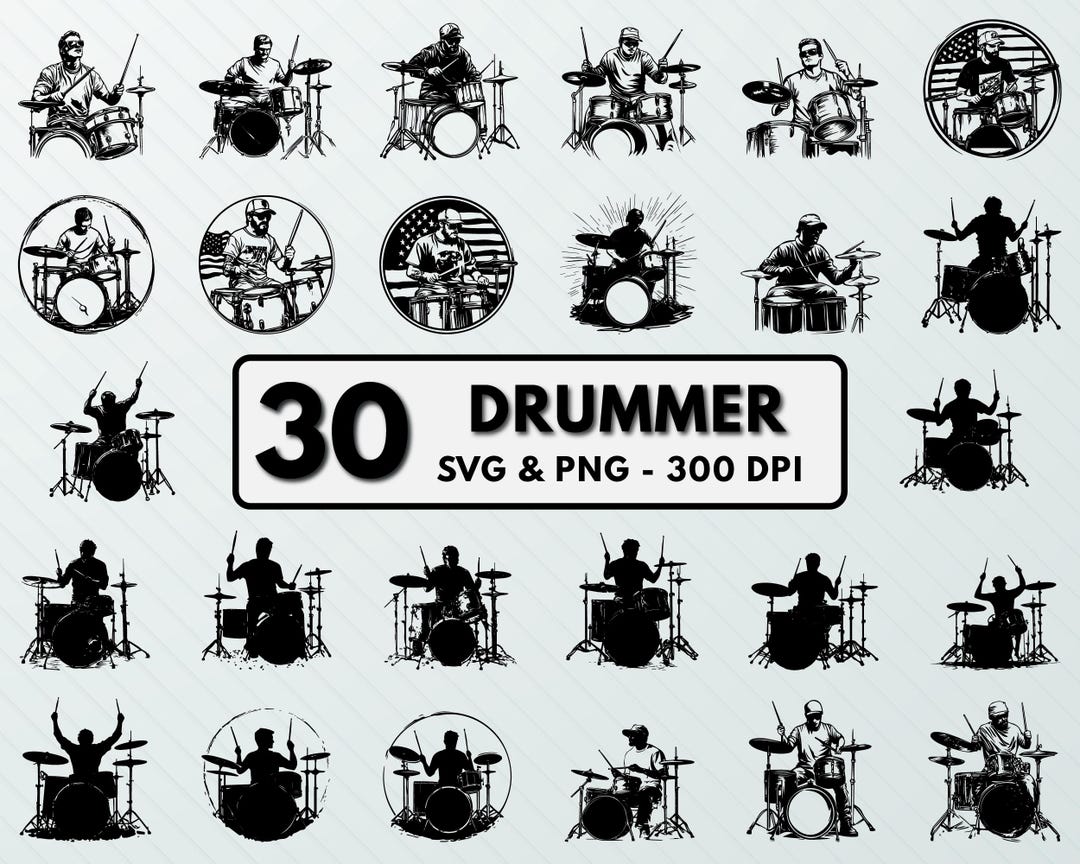 Drummer Svg Png, Drummer Clipart, Drummer Silhouette, Drummer Decal ...