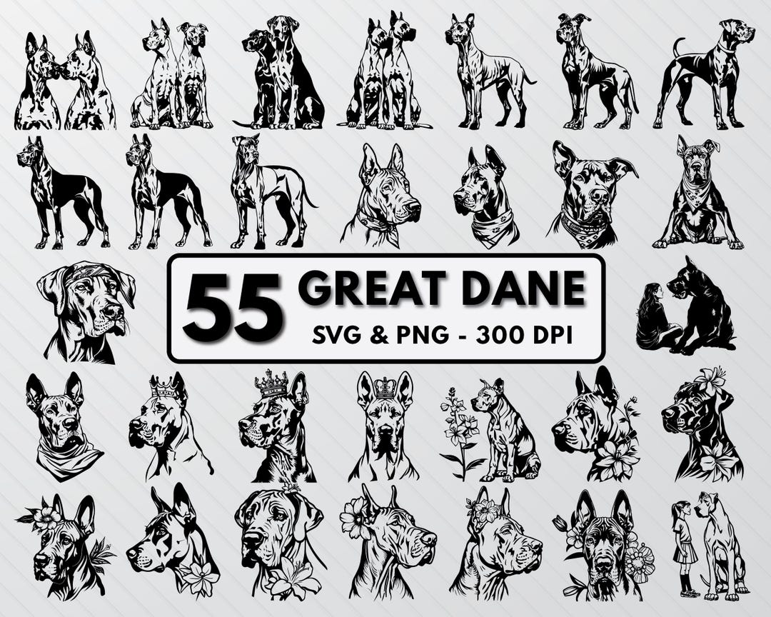 Great Dane Silhouette Svg, Great Dane Svg Cut Files, Great Dane Dog ...