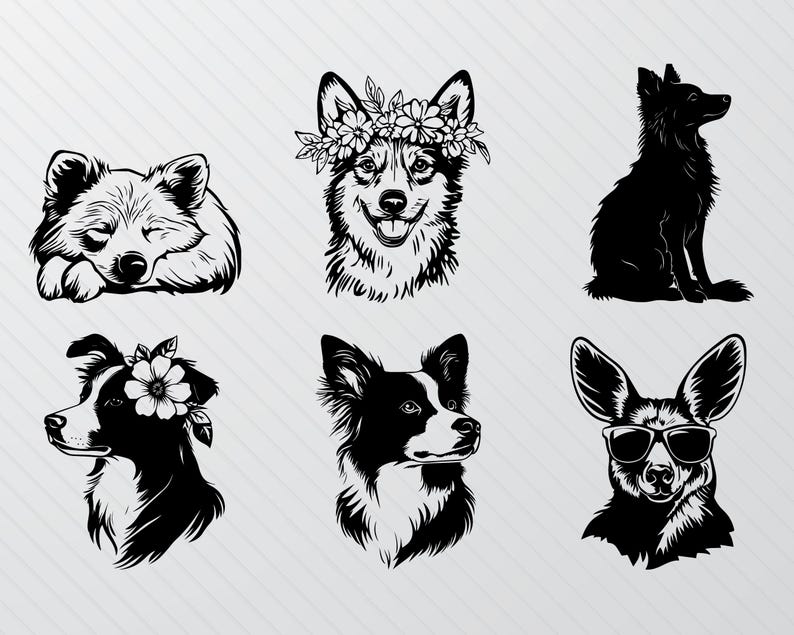 Australian Shepherd Dog SVG Bundle: Aussie Clipart, Vector Art (PNG) - Etsy