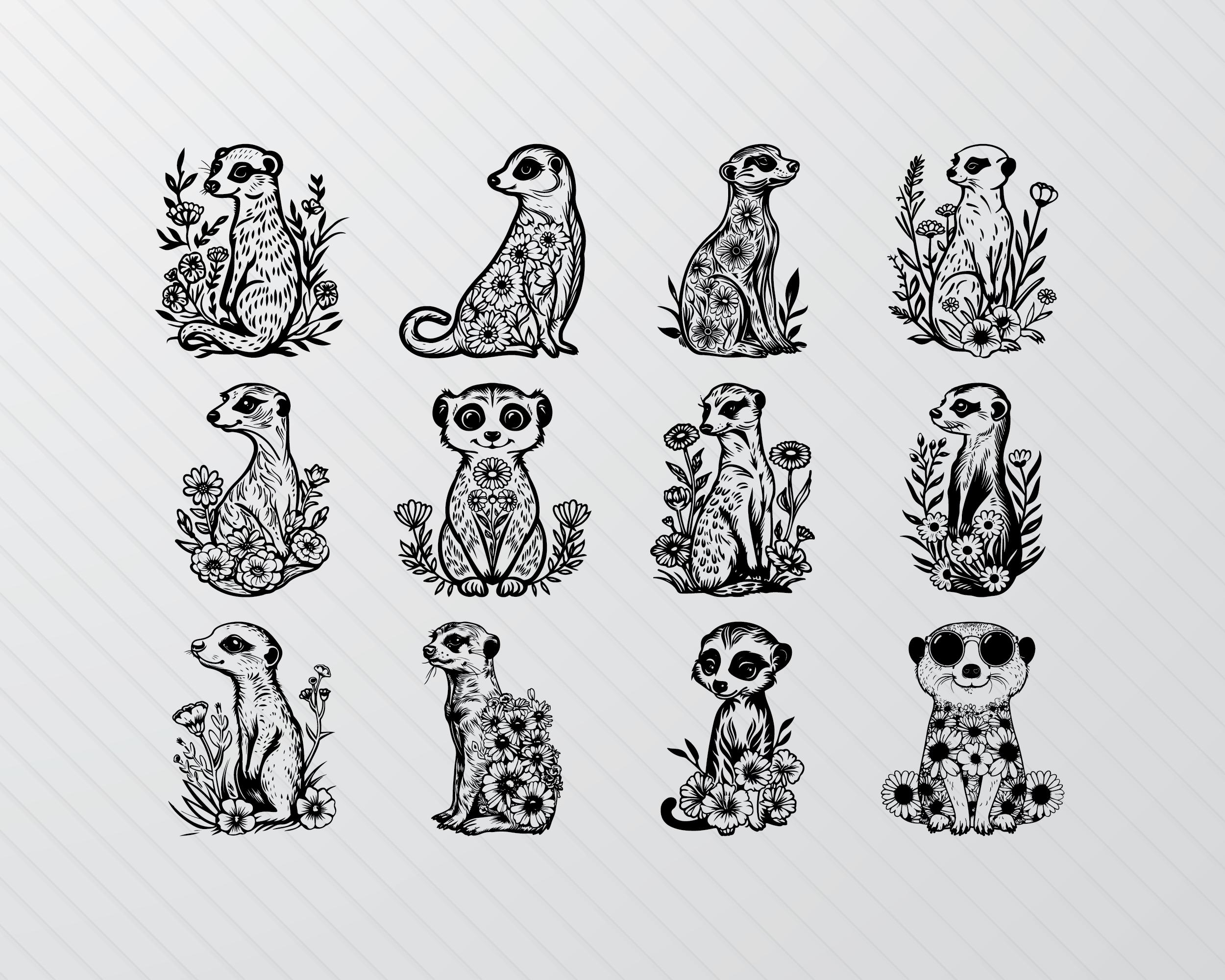 Meerkat Silhouette SVG Bundle: Animal Clipart, Decal, Vector Art (PNG ...