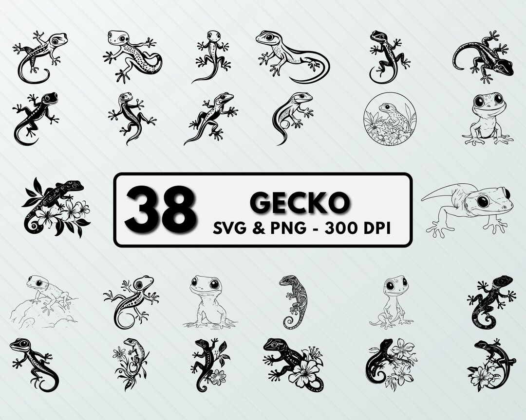 Gecko Svg Png Bundle, Gecko Clipart, Gecko Silhouette, Gecko Vector ...