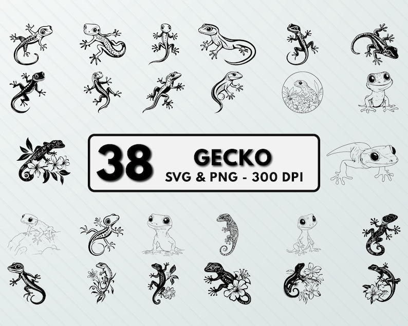 Gecko Svg Png Bundle, Gecko Clipart, Gecko Silhouette, Gecko Vector ...