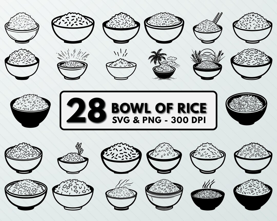 Bowl of Rice Clipart: SVG, PNG, Vector Art (300 DPI) - Etsy