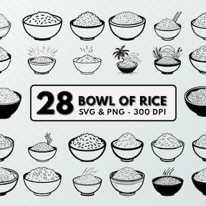 Bowl of Rice Clipart: SVG, PNG, Vector Art (300 DPI) - Etsy