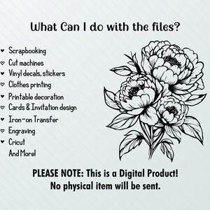 Peony Flowers Svg, Peony Png, Floral Clipart, Peony Birth Month ...