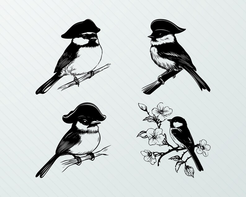 Chickadee SVG PNG Clipart: Bird Silhouette Vector Decal (cut File) - Etsy