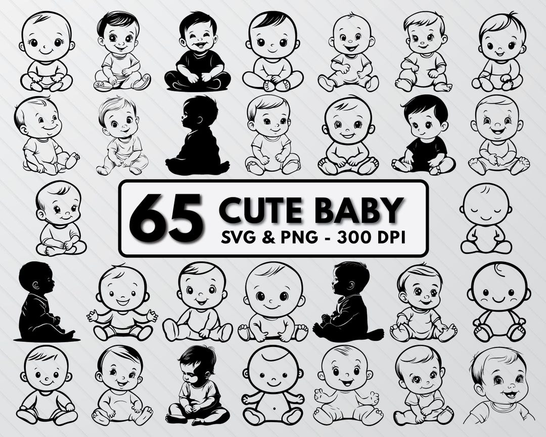 Baby Silhouette, Babies Svg Bundle, Crying Newborn Clipart, Infant Girl ...