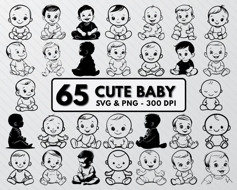 Baby Silhouette, Babies Svg Bundle, Crying Newborn Clipart, Infant Girl ...