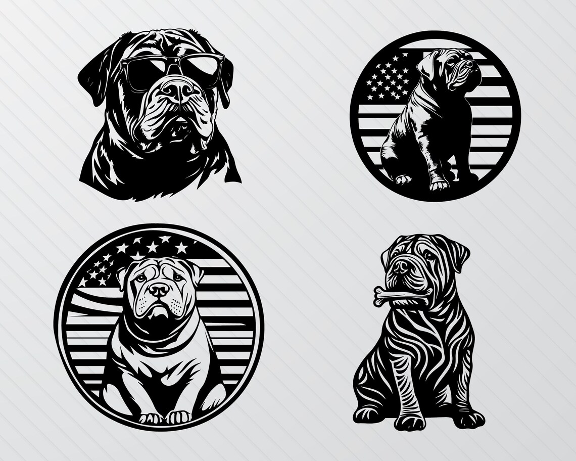 Shar Pei Svg Bundle, Shar Pei Silhouette Png, Dog Breeds Clipart, Shar ...