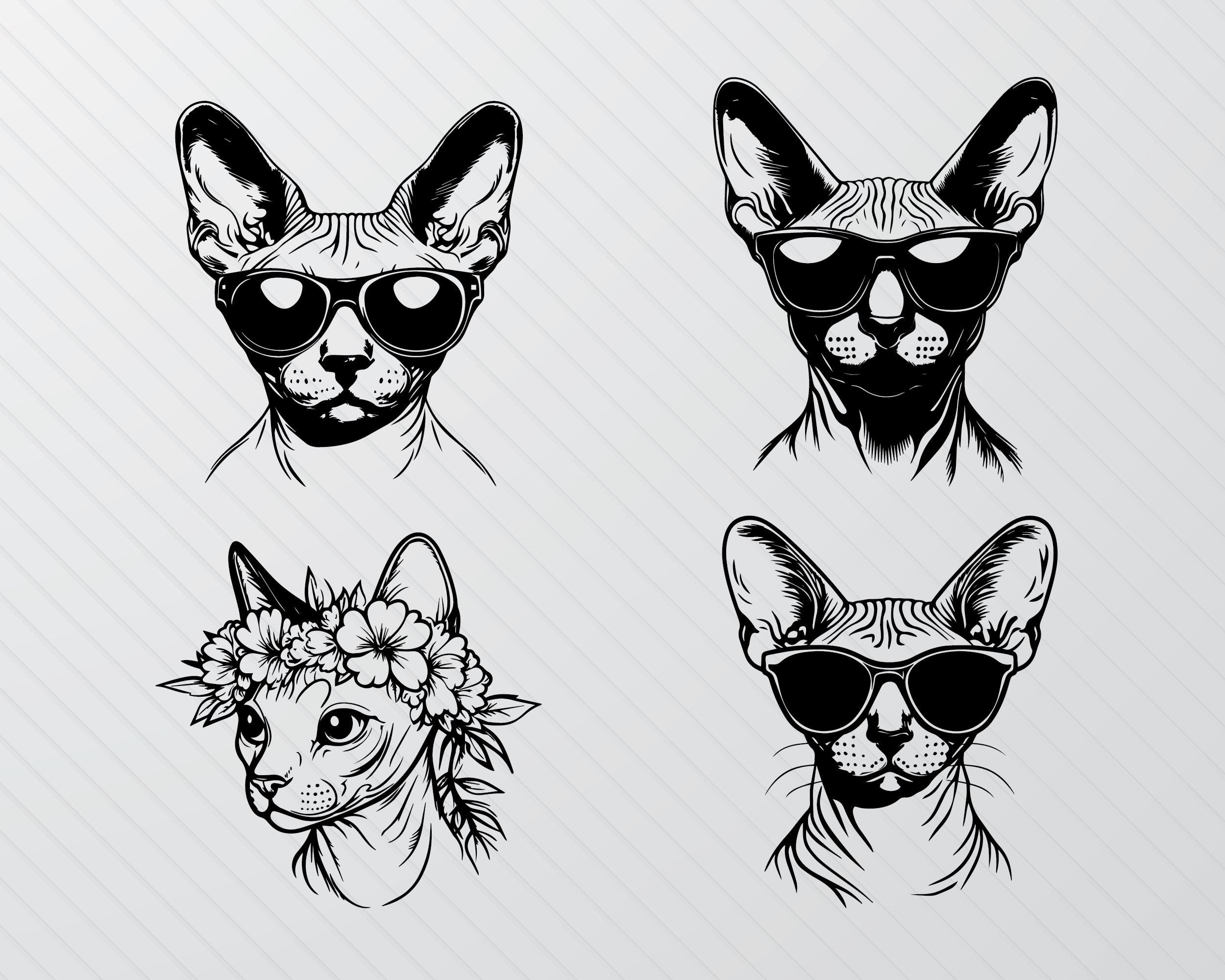 Sphynx Cat Svg Bundle, Sphynx Cat Silhouette, Cat Breed Svg Png Vector ...