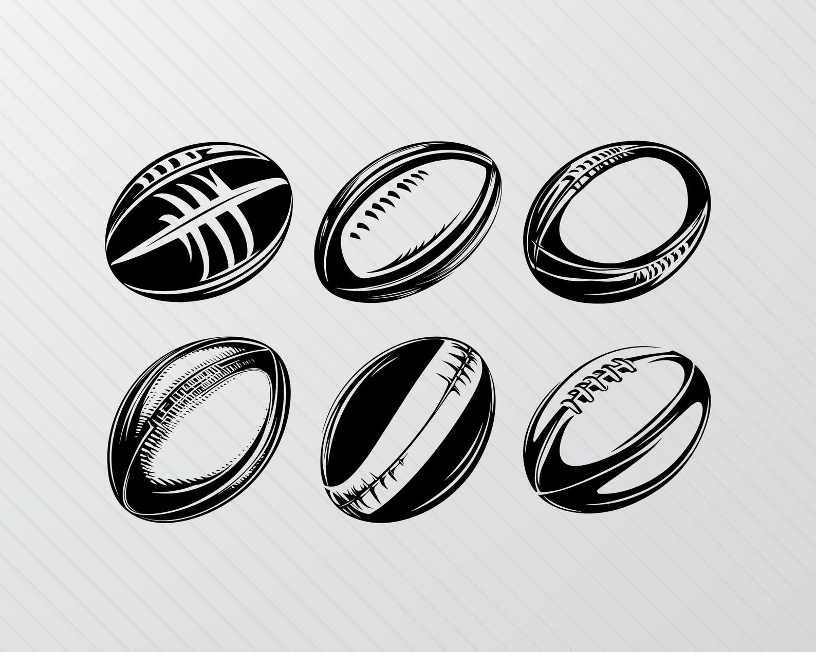 Rugby Ball SVG Bundle: Clipart, Decal, Vector Art (PNG) - Etsy