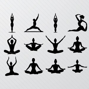 Yoga Pose Silhouette, Women Yoga Svg Bundle, Yoga Clipart, Yoga Png ...