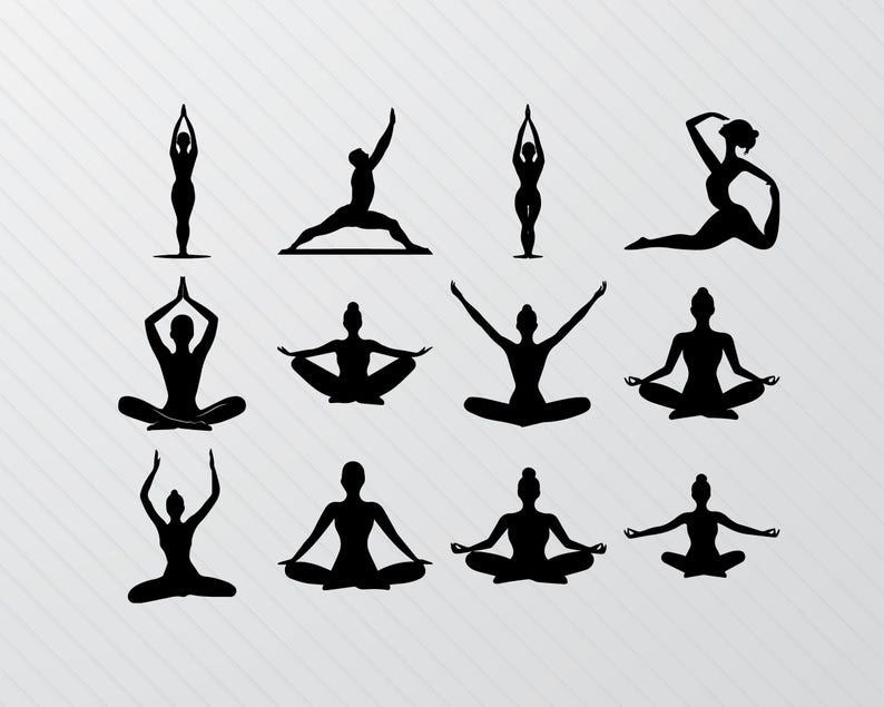 Yoga Pose Silhouette, Women Yoga Svg Bundle, Yoga Clipart, Yoga Png ...
