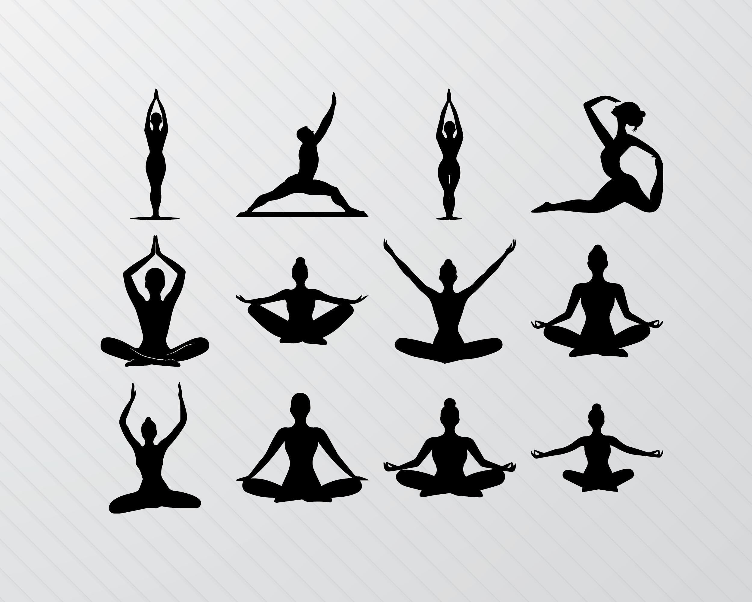 Yoga Pose Silhouette, Women Yoga Svg Bundle, Yoga Clipart, Yoga Png ...