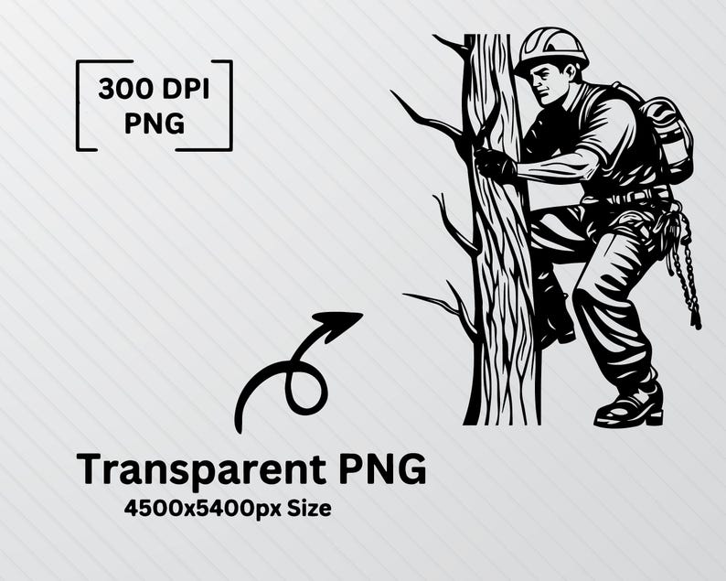 Arborist Silhouette SVG Bundle: Tree Surgeon Vector Clipart (PNG, SVG ...
