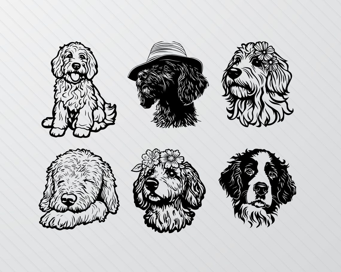 Bernedoodle Silhouette: Dog Breed Vector Art Bundle (SVG, PNG) - Etsy