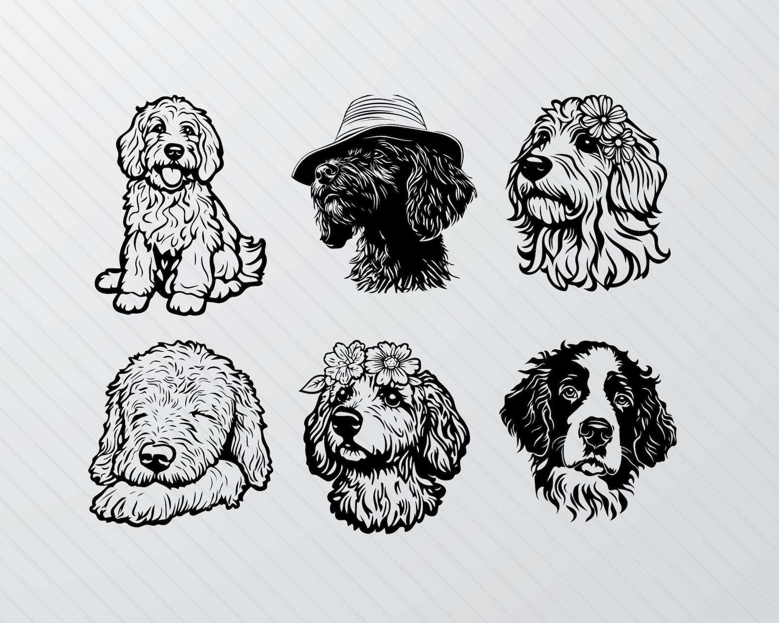 Bernedoodle Silhouette: Dog Breed Vector Art Bundle (SVG, PNG) - Etsy