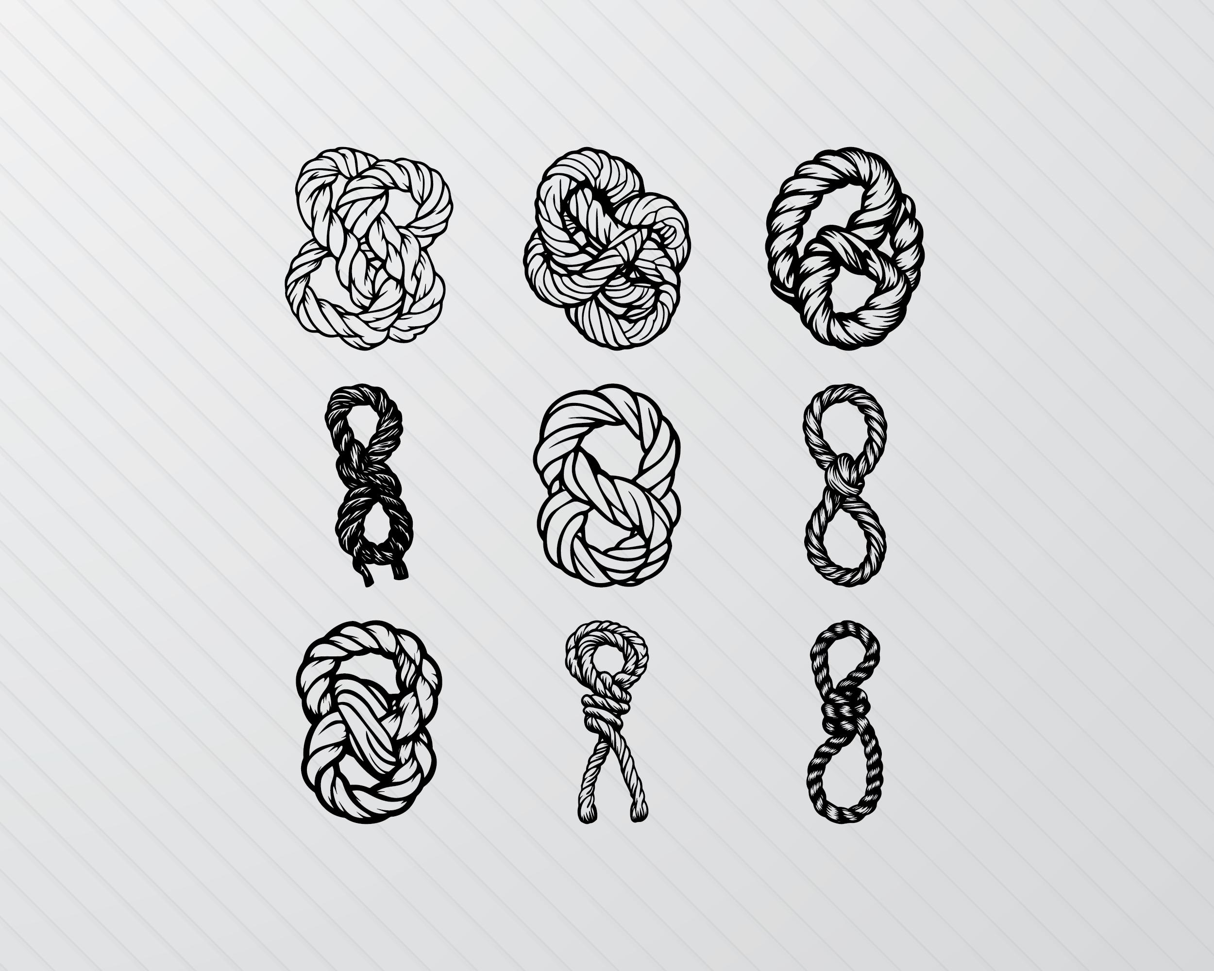 Rope Knot Silhouette Svg, Rope Knot Svg Bundle Cut Files, Rope Knot Png ...