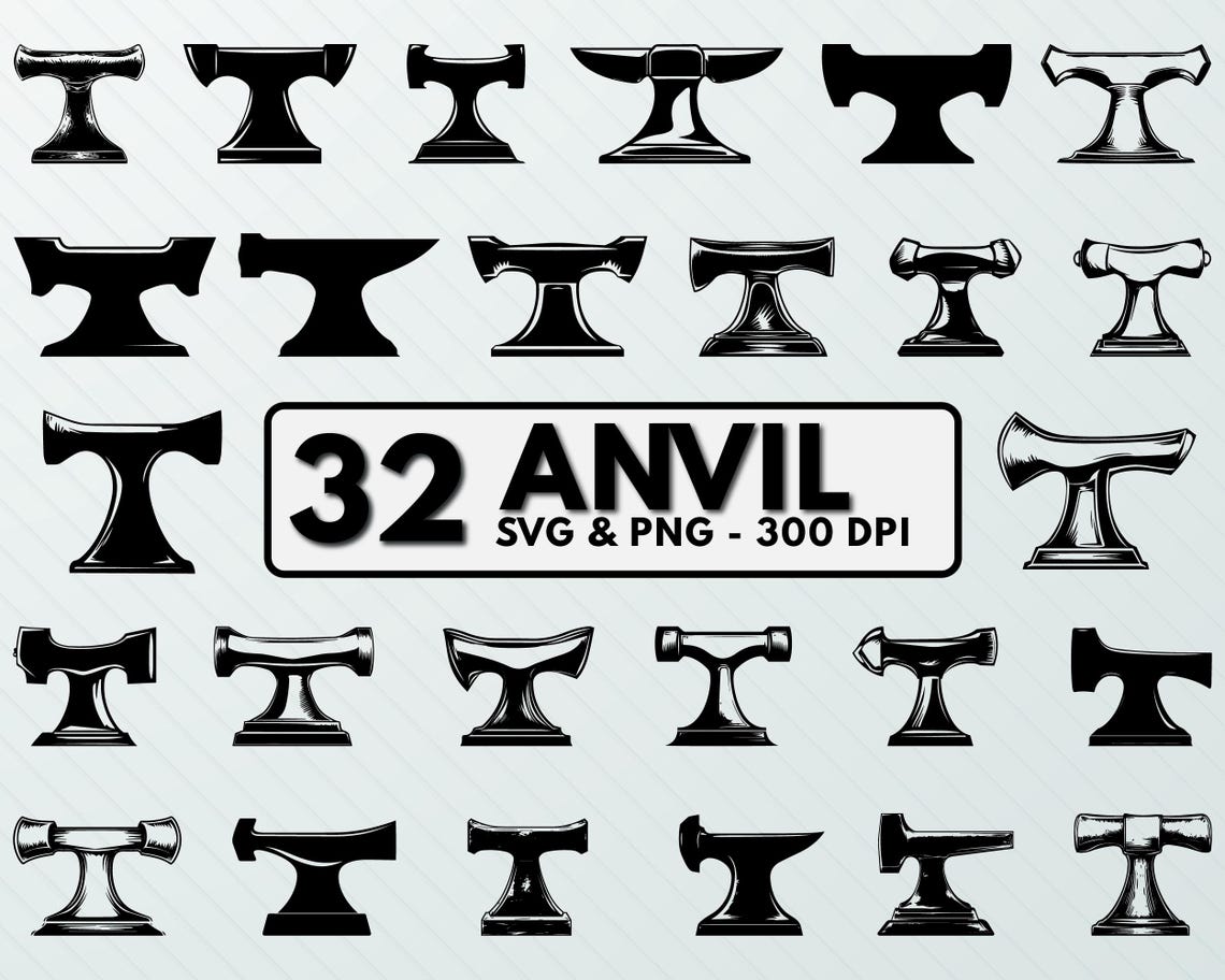 Anvil SVG Bundle: Blacksmith Clipart, Cut Files (PNG, Vector, 300 DPI ...