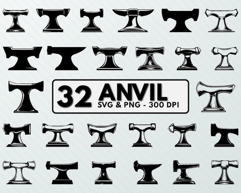 Anvil SVG Bundle: Blacksmith Clipart, Cut Files (PNG, Vector, 300 DPI ...
