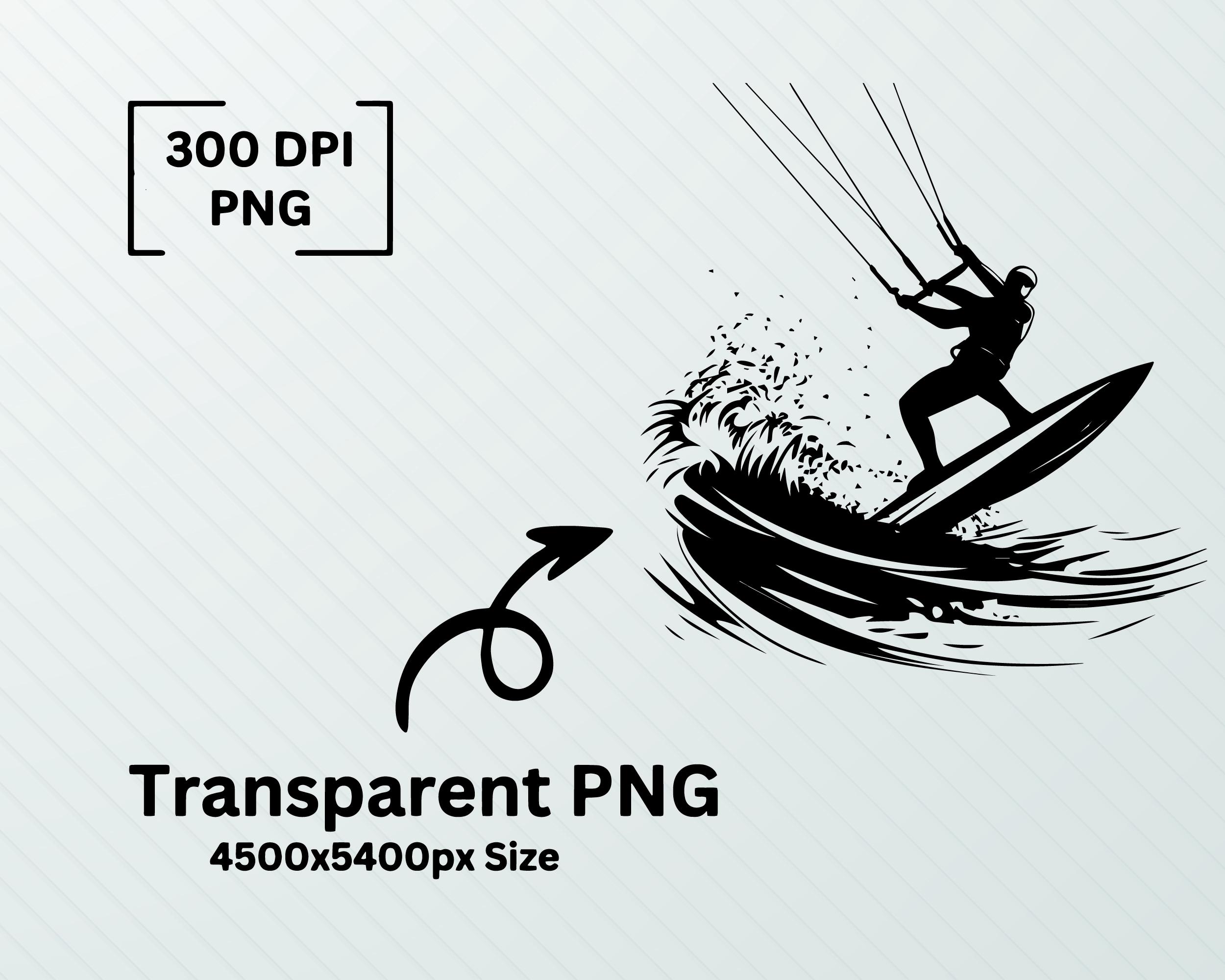 Kitesurfing SVG & PNG Clipart: Vector Silhouette Designs - Etsy