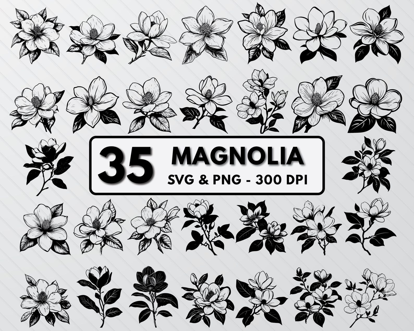 Magnolia Svg Bundle, Magnolia Silhouette Art, Magnolia Png Decal ...