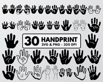 Handprint Svg, Hand Svg Vector Cut File for Cricut, Silhouette, Pdf Png ...