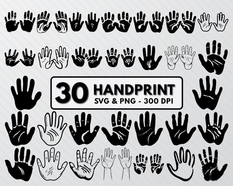 Handprint Silhouette Svg, Hand Print Svg Bundle Cut File Cricut ...