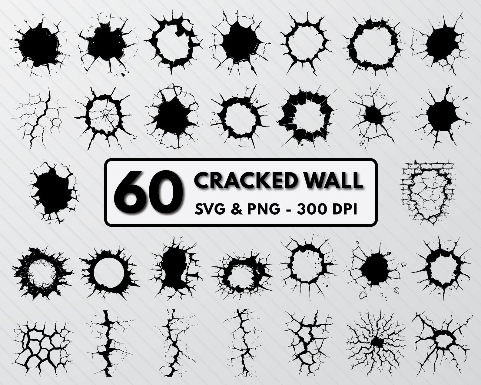 Cracked Wall Svg Bundle, Cracked Wall Silhouette, Crack in A Wall ...