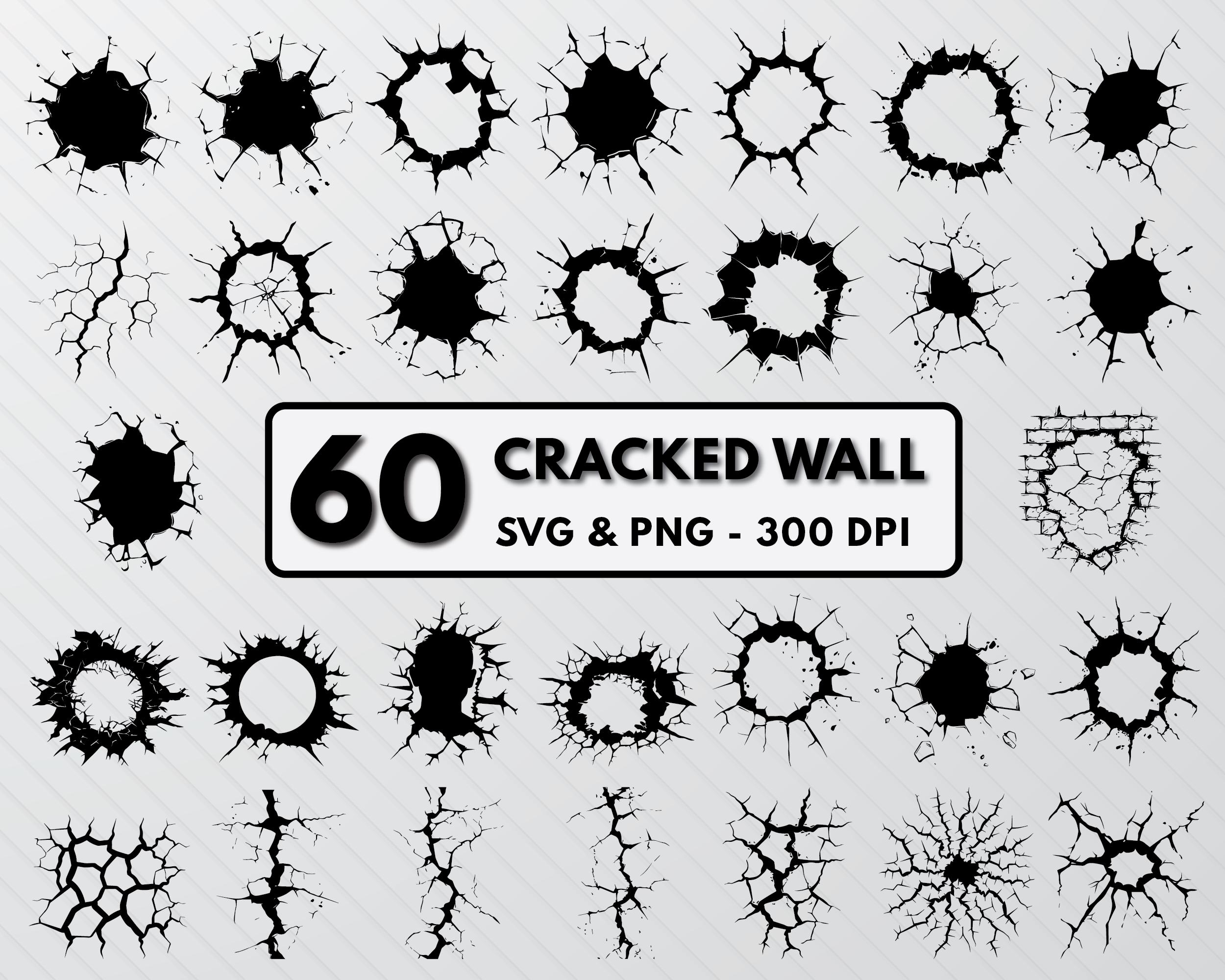 Cracked Wall Svg Bundle, Cracked Wall Silhouette, Crack in A Wall ...
