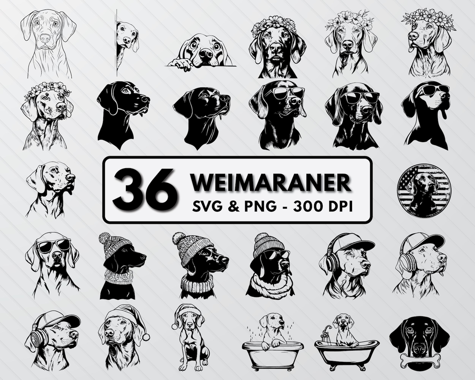 Weimaraner Svg Bundle, Weimaraner Dog Silhouette, Weimaraner Png Decal ...