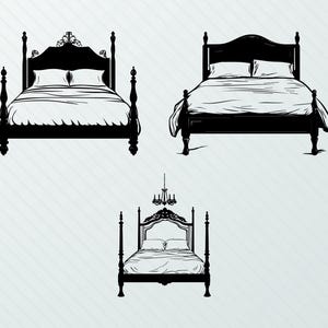Bed Silhouette Vector: Clipart, Decal, Outline (SVG, PNG) - Etsy