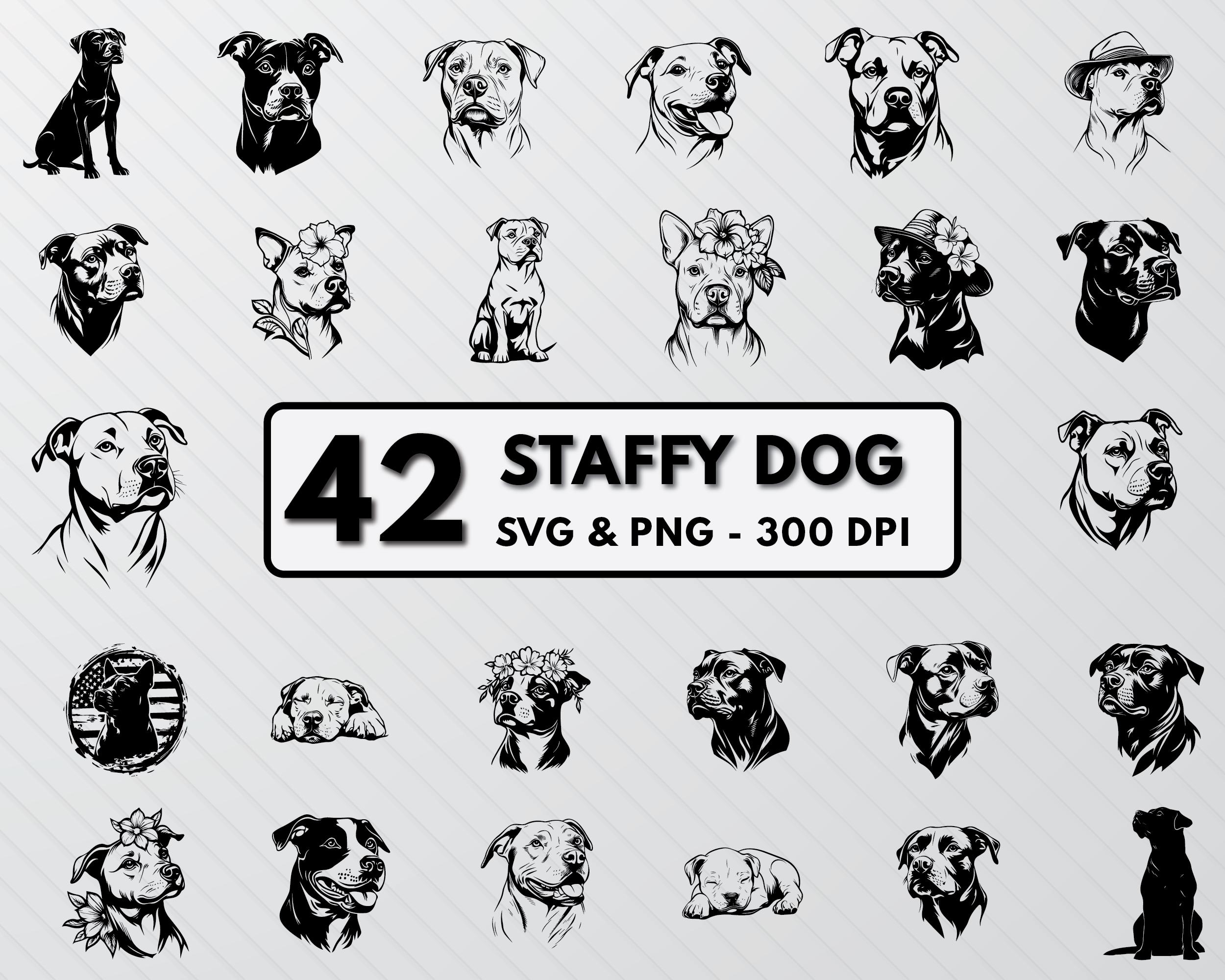 Staffy Dog SVG Bundle: Silhouette Clipart, Decal Cut Files (PNG) - Etsy