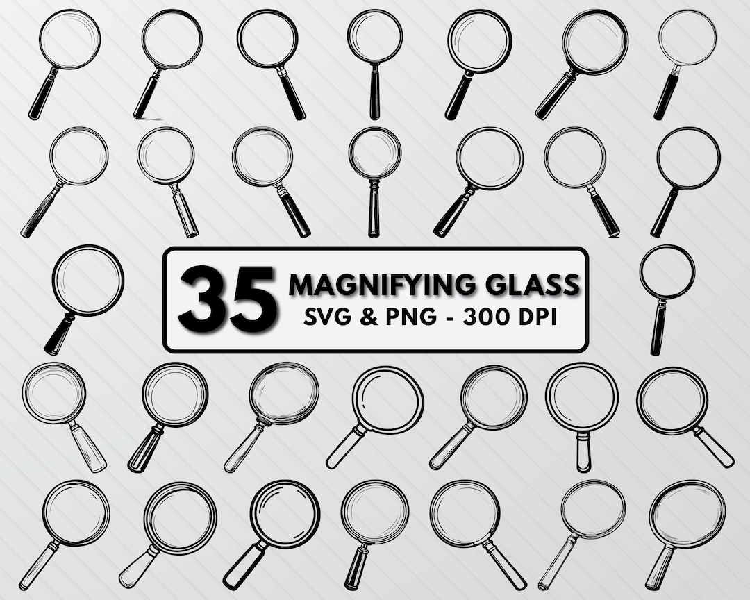 Magnifying Glass SVG Bundle: Detective Clipart, Decal Vector (digital ...