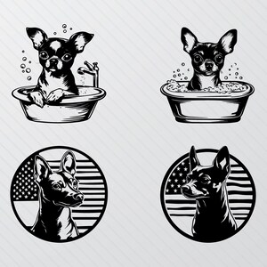 Min Pin Dog SVG Bundle: Floral Puppy Clipart, Dog Breeds Icon (PNG ...