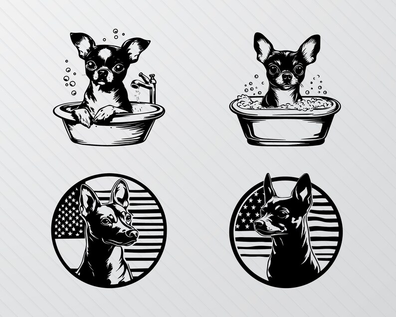 Min Pin Dog SVG Bundle: Floral Puppy Clipart, Dog Breeds Icon (PNG ...