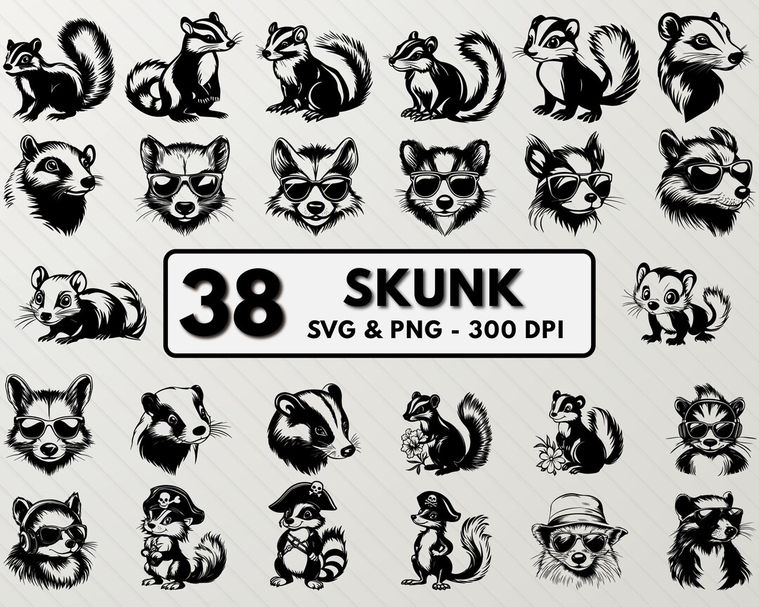 Skunk SVG Bundle: Silhouette Art, Vector Decal (digital Download) - Etsy