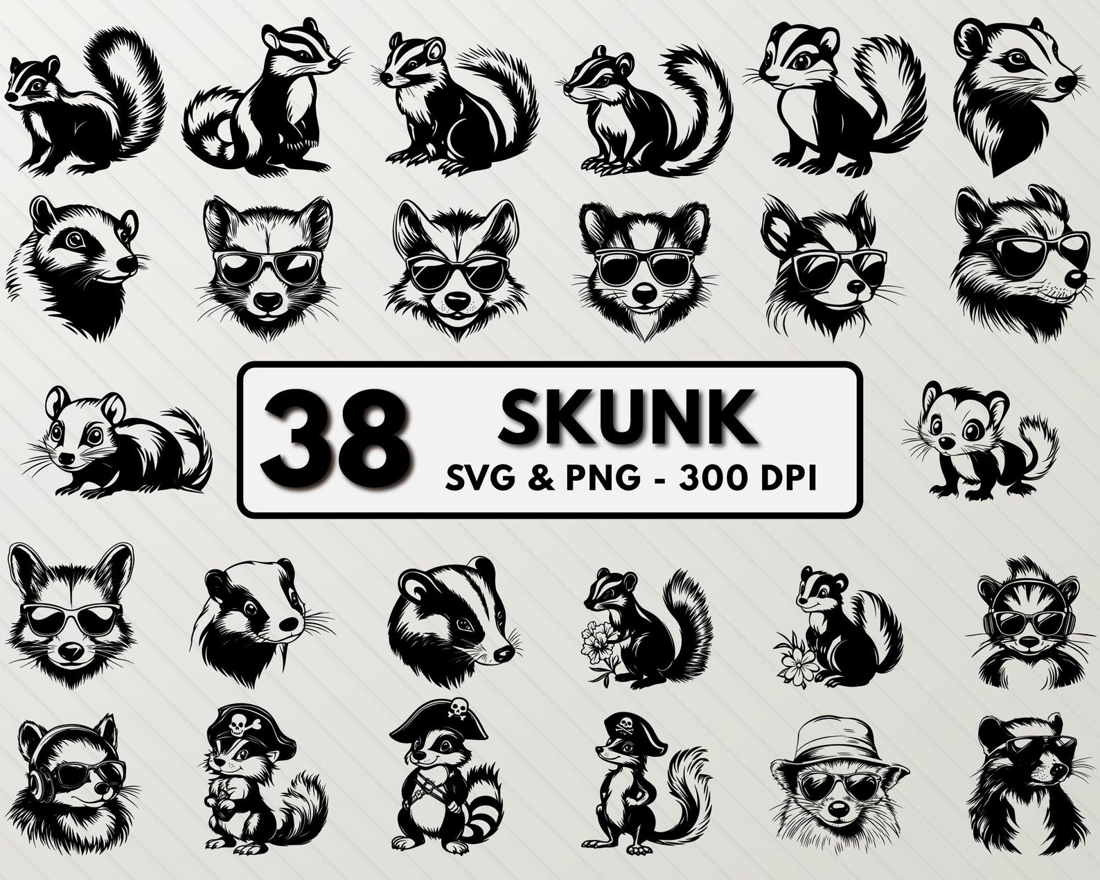 Skunk SVG Bundle: Silhouette Art, Vector Decal (digital Download) - Etsy