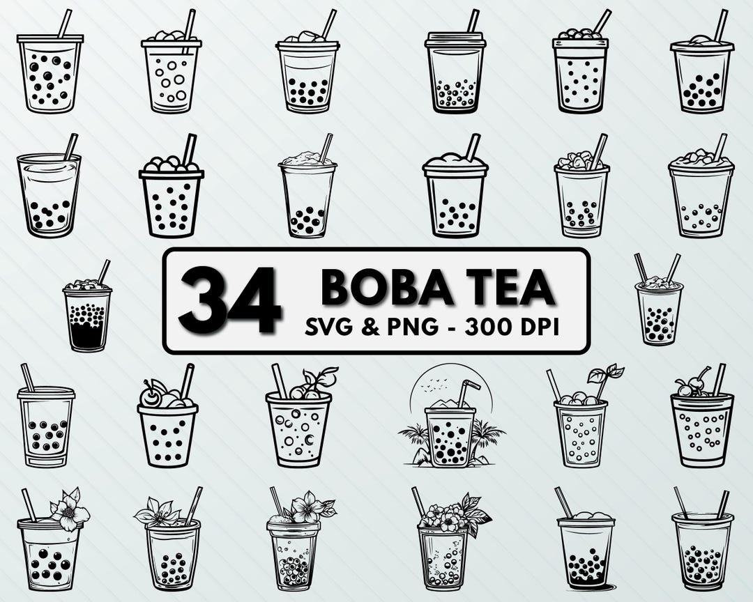 Boba Tea Clipart: SVG, PNG, Vector Art Cut Files - Etsy