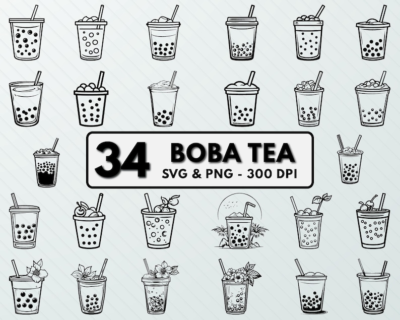 Boba Tea Clipart: SVG, PNG, Vector Art Cut Files - Etsy