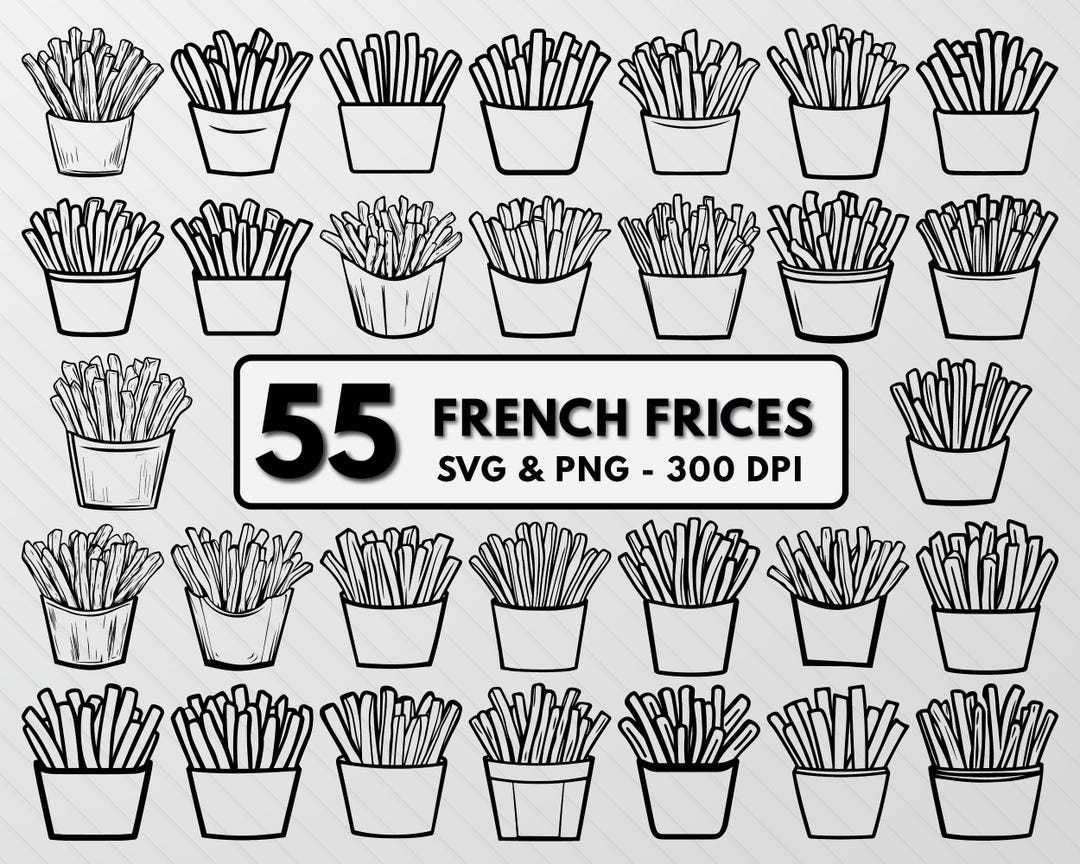 French Fries Silhouette, French Fries Svg Bundle, French Fries Clipart ...