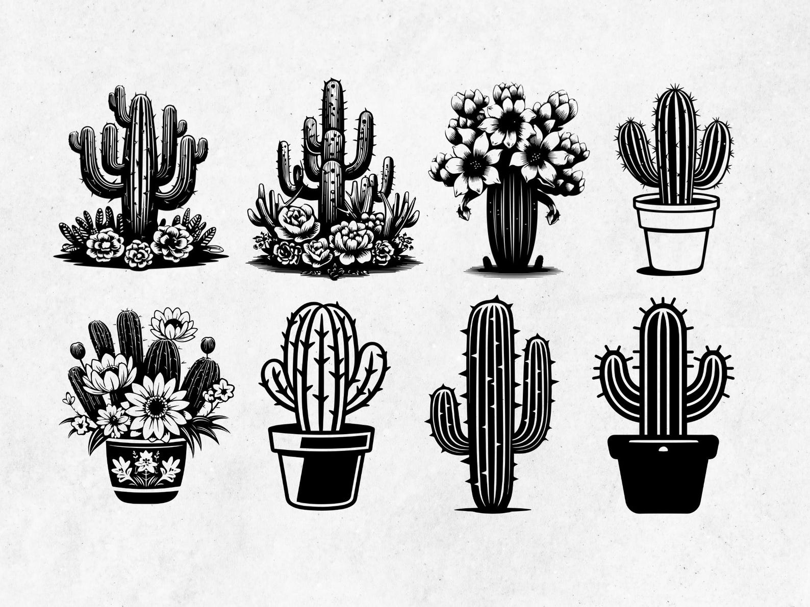 Cactus Svg Bundle, Cactus Silhouette, Cactus Clipart Png, Cactus ...