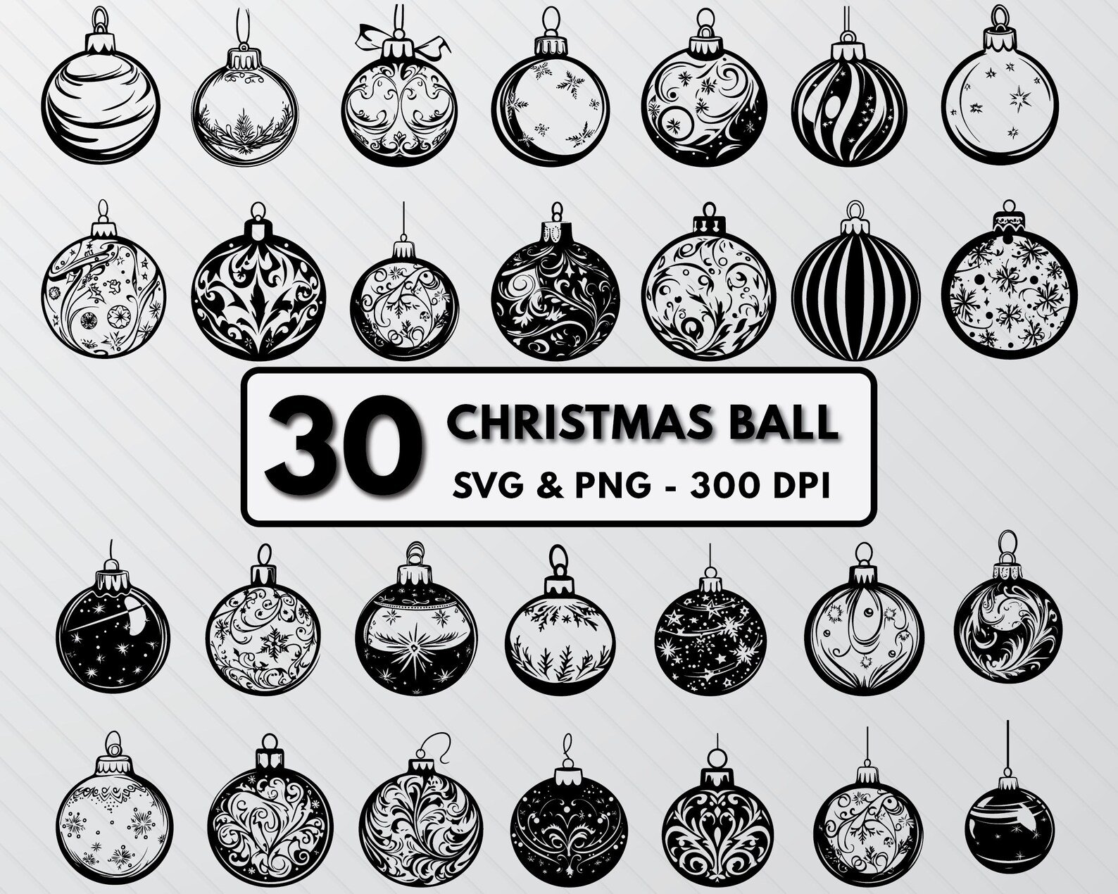 Christmas Ball Svg Bundle, Christmas Ball Silhouette, Christmas Ball ...