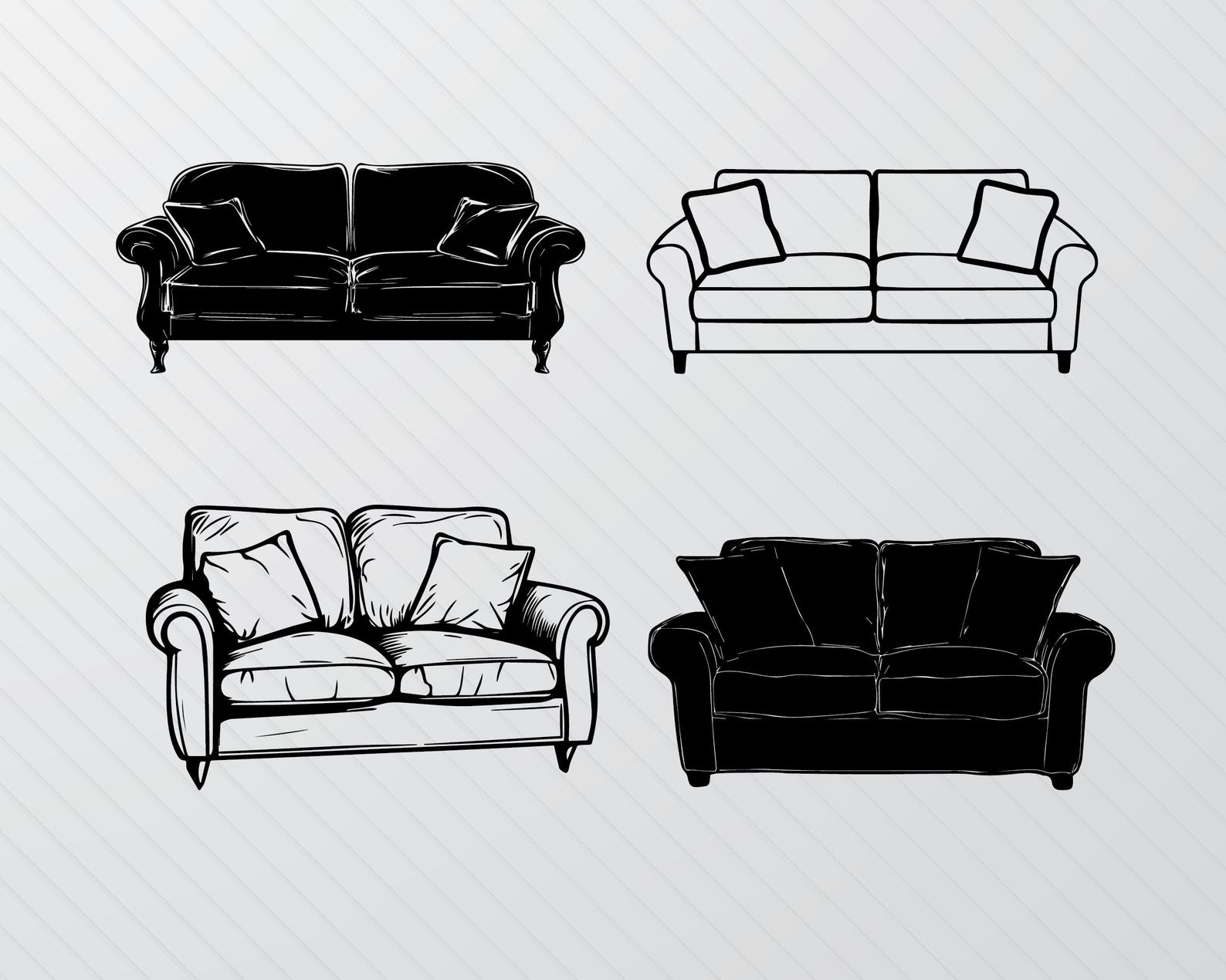 Sofa Silhouette Svg, Sofa Svg Bundle File, Couch Clipart Png, Sofa ...