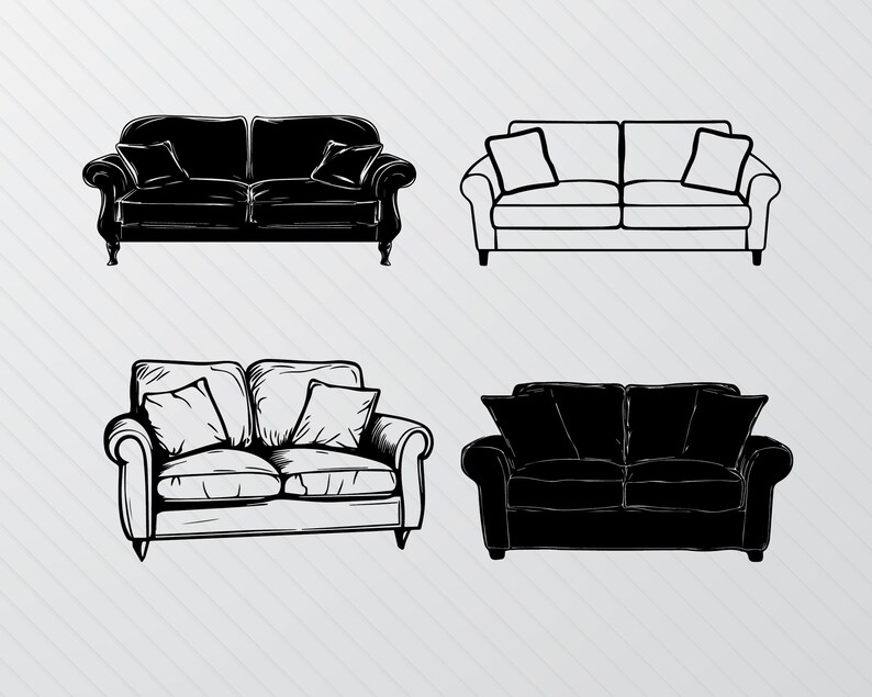 Sofa Silhouette Svg, Sofa Svg Bundle File, Couch Clipart Png, Sofa ...