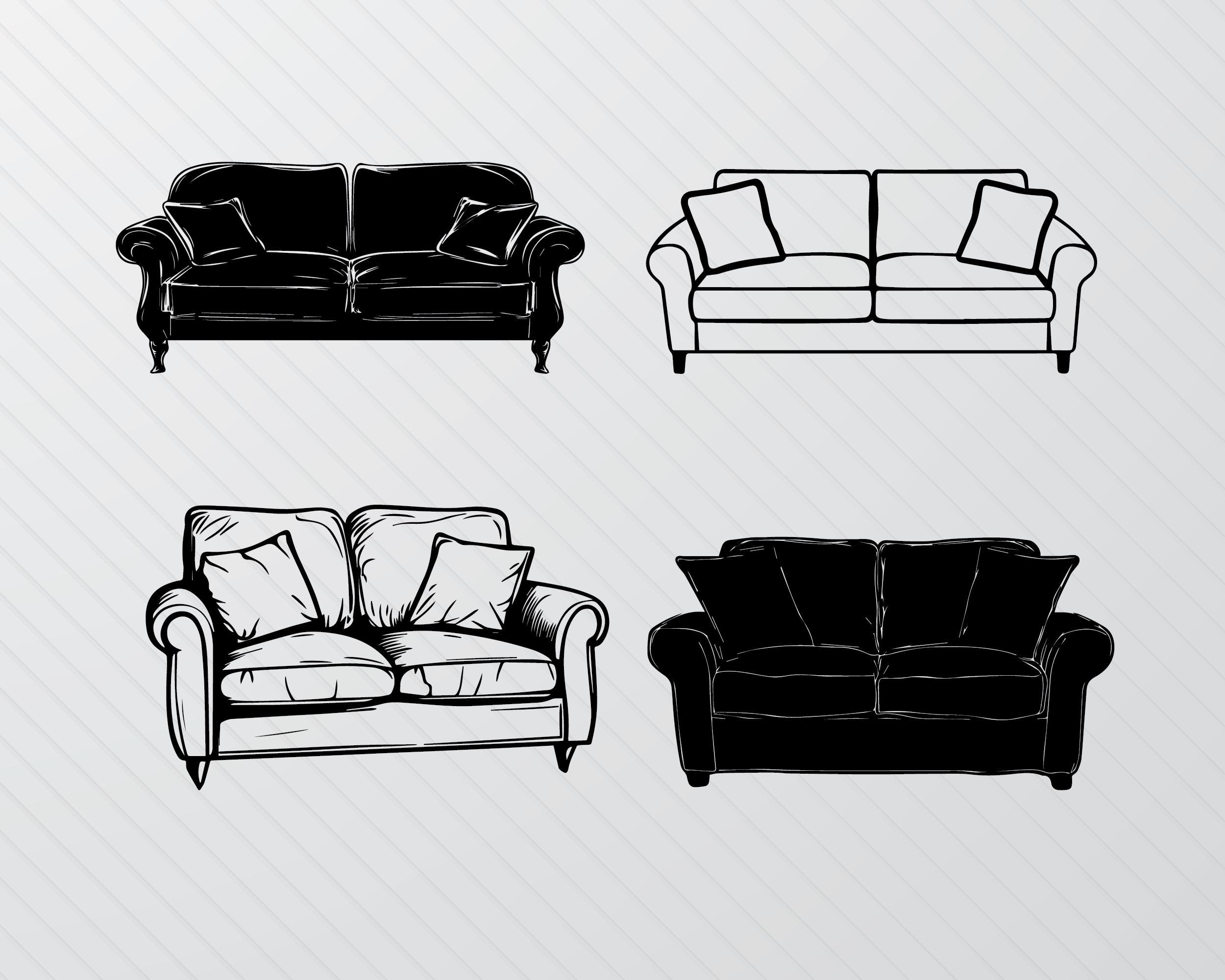 Sofa Silhouette Svg, Sofa Svg Bundle File, Couch Clipart Png, Sofa ...