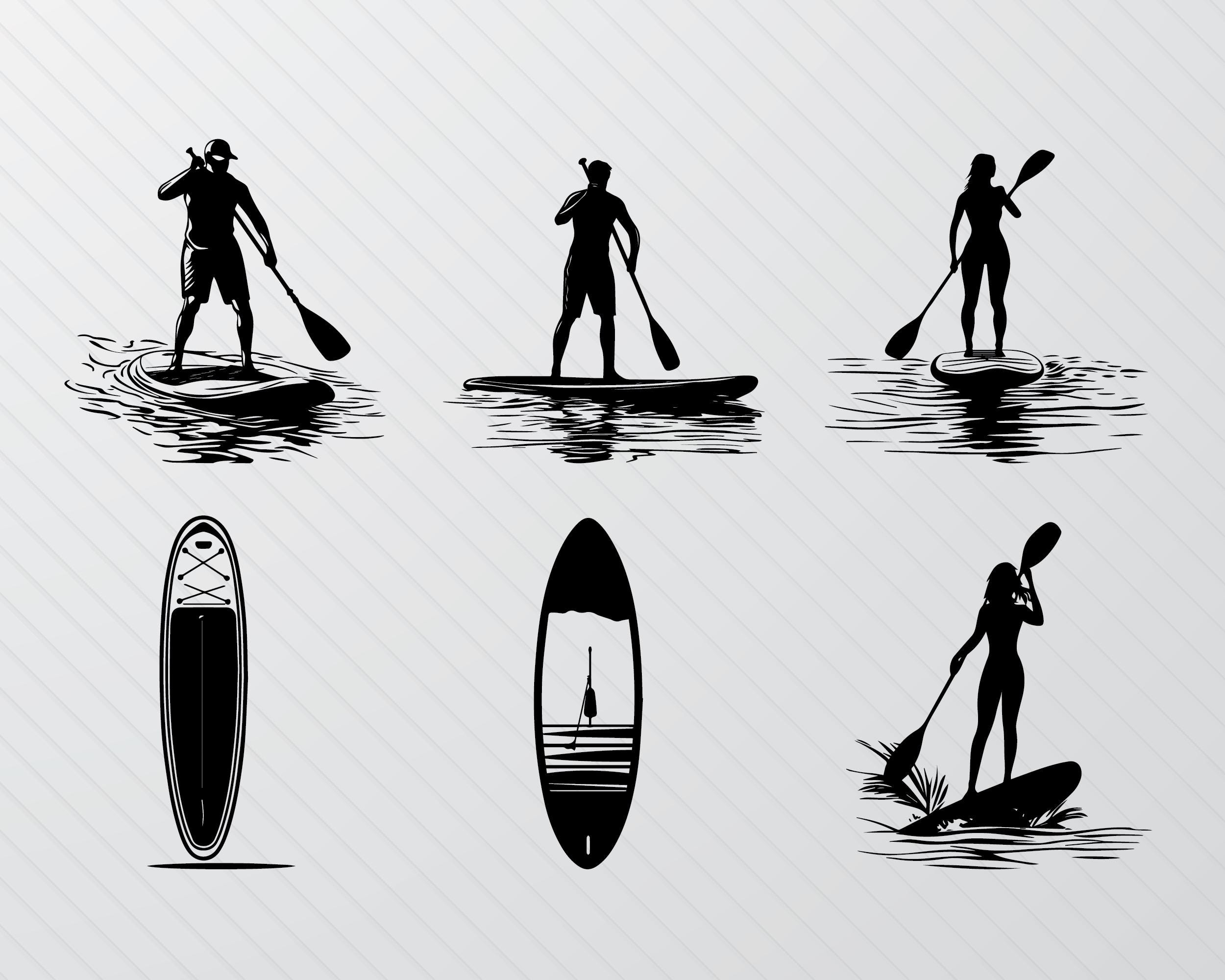 Paddle Board Silhouette Svg Files, Sup Silhouette Clipart Png Cut File ...